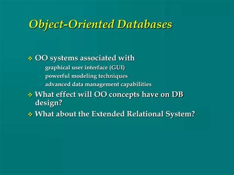 Ppt Object Oriented Databases Powerpoint Presentation Free Download