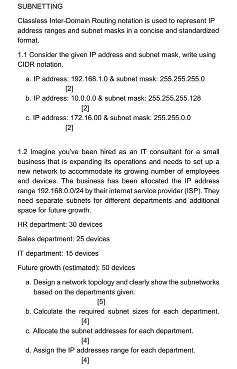 Solved Subnetting Classless Inter Domain Routing Notation Is