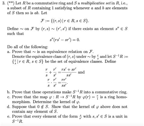 Solved Let R Be A Commutative Ring And S A