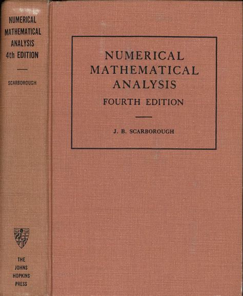 Numerical Mathematical Analysis Fourth Edition James B Scarborough Books