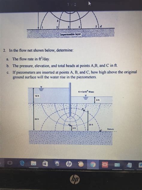Solved In The Flow Net Shown Below Determine A The Flow Chegg Com