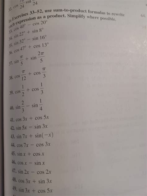 Solved In Evercises Use The Product To Sum Formulas To Chegg Com