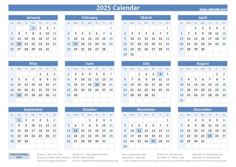 National Day Calendar 2025 Printable With Holidays Calendars 2025