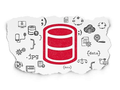 Database Server Concept On A Torn Paper Background Text Program