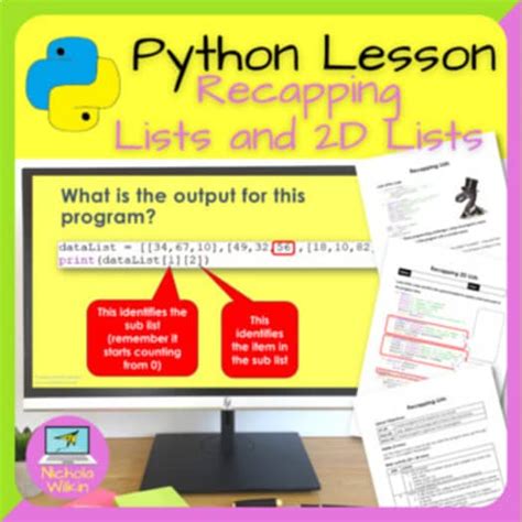 Python Recapping Lists And 2d Lists By Nichola Wilkin Tpt