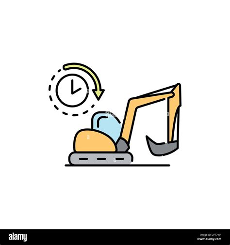 Excavator Rental Olor Line Icon Pictogram For Web Page Mobile App