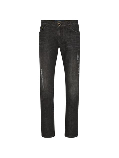 Billionaire Logo Embroidered Jeans Black Farfetch Uk