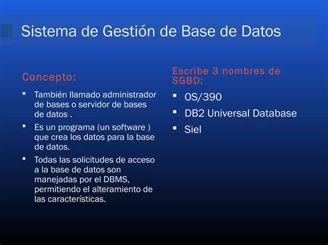 Las Bases De Datos Y Los Sistemas De Gestión De Bases De Datos Ppt