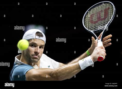 Rotterdam Grigor Dimitrov Bulgaria In Action Against Alex De Minaur Australia During The