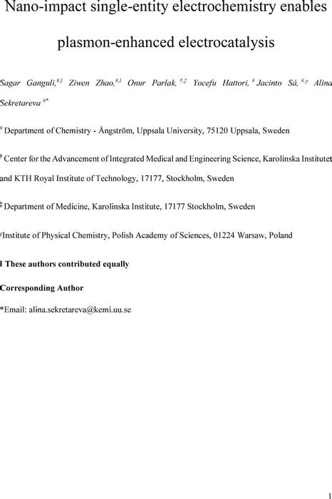 Nano Impact Single Entity Electrochemistry Enables Plasmon Enhanced