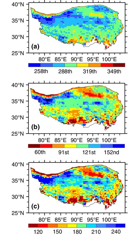 Spatial Distributions Of The Simulated Annual Mean Freeze Start Date