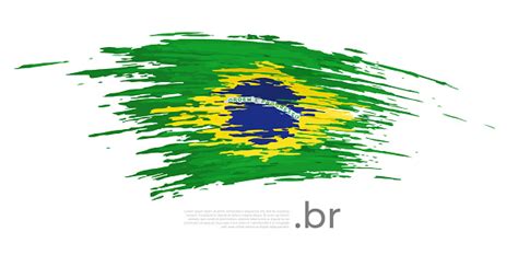 브라질 국기 붓은 흰색 바탕에 브라질 국기를 그렸다 브러시 스트로크 그런지 벡터 디자인 국가 포스터 템플릿입니다 텍스트를 위한