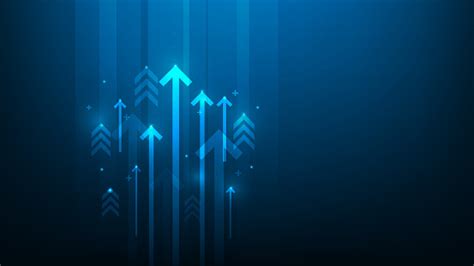 비즈니스 성장 화살표는 파란색 어두운 배경에 디지털 업 벡터 일러스트 레이 션 하이테크 성공에 투자 그래프 기술 회로 금융