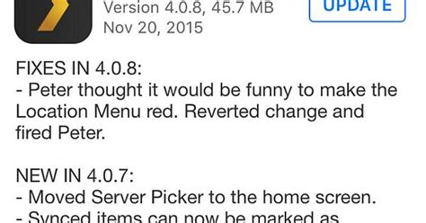 funny plex update note on app store imgur
