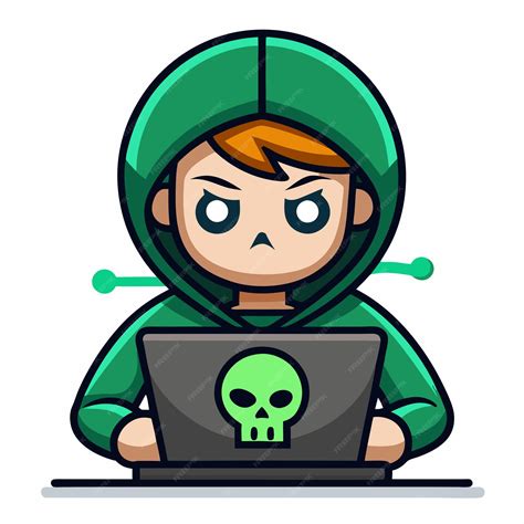 Cartoon Hacker Character With Glasses And Laptop Illustration For Tech And Gaming Designs