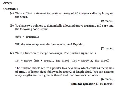 Solved Arrays Question5 A Write A C Statement To Create Chegg