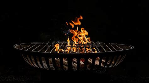 Hot Empty Portable Barbecue BBQ Grill With Flaming Fire And Ember