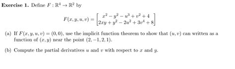 solved exercise 1 define f r4 → r2 by f x y u v x2