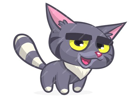Gato Gracioso De Dibujos Animados Ilustración Vectorial Vector Premium