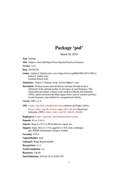 Fillable Online Cran Csiro Adaptive Sine Multitaper Power Spectral Density Estimation In R Fax
