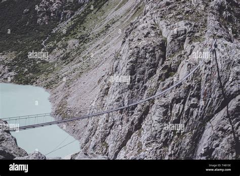 Closeup View Trift Bridge In National Park Switzerland Europe Summer