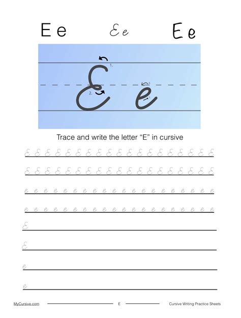 How To Write Cursive E Worksheet And Tutorial How To Write Cursive E Worksheet And Tutorial