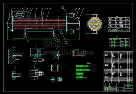 套管式换热器总装配图设计cad图纸 机械5