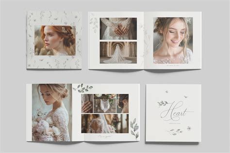 12 تمپلیت آلبوم عروس لایه باز فتوشاپ با تم فلورال و ظریف کد 29277