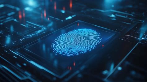 Futuristic Digital Fingerprint Embedded In A Glowing Circuit Board Symbolizing Security