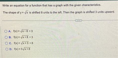 Solved Write An Equation For A Function That Has A Graph Chegg