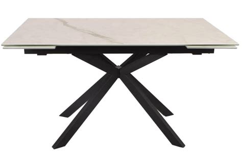 Extendable Rectangular Marble Effect Dining Table With Metal Frame