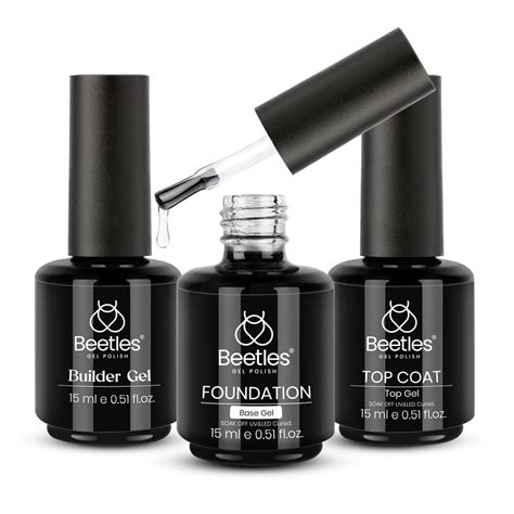 Top Coat And Gel Base Coat With Builder Nail Gel Set 15ml Beetles