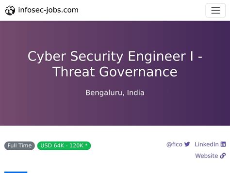 Hiring Cyber Security Engineer I Threat Governance In Bengaluru India Rinfosecjobs