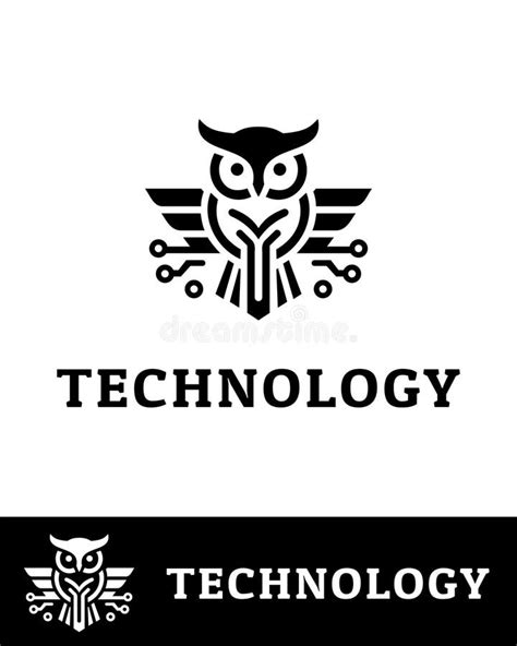 Modern Black And White Logo Featuring A Stylized Owl With Circuit