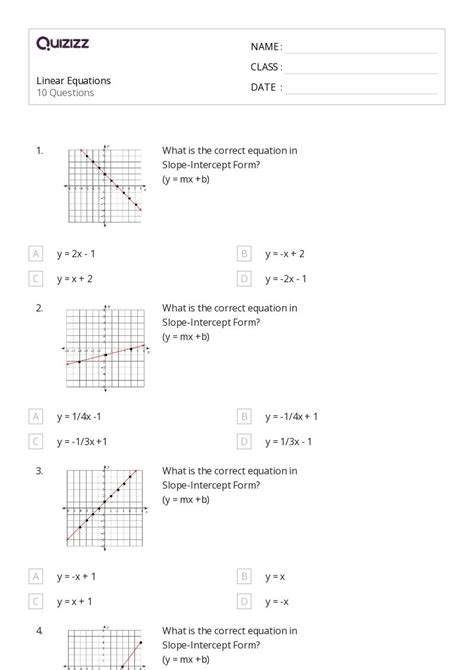 50 Linear Equations Worksheets For 8th Class On Quizizz Free