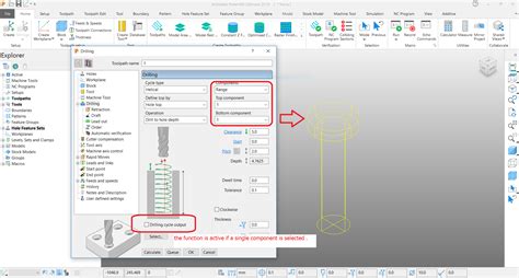 unable to set drilling cycle output with helical drilling toolpath in