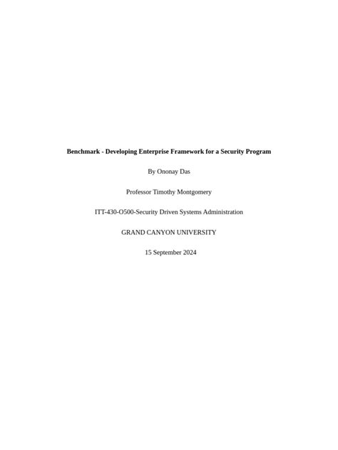 Benchmark Developing Enterprise Framework For A Security Program
