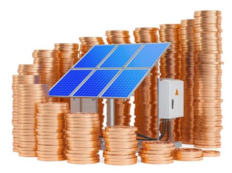 Premium Photo Solar Panels With Growing Chart From Gold Coins Around