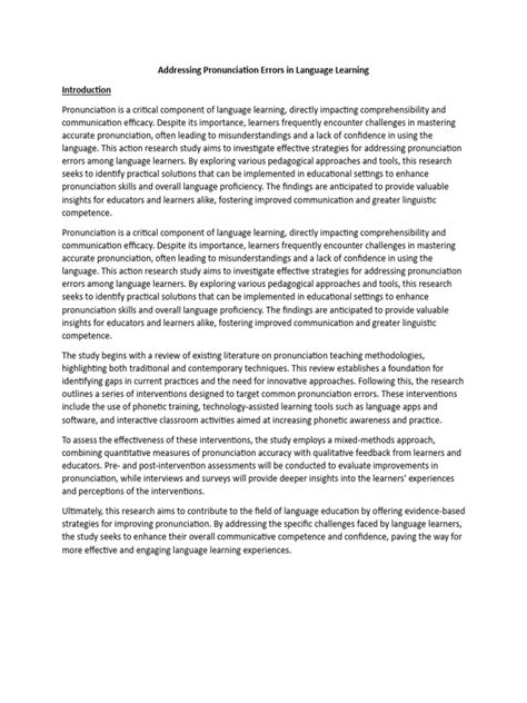 Addressing Pronunciation Errors In Language Learning Pdf