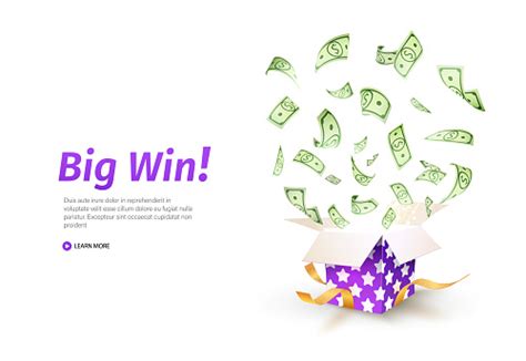 달러 종이 통화 폭발 상자 상금 상품 벡터 배너를 이길 도박 광고 일러스트레이션 흰색 배경에 보라색 질감 선물 상자 떨어짐에 대한 스톡 벡터 아트 및 기타 이미지 Istock