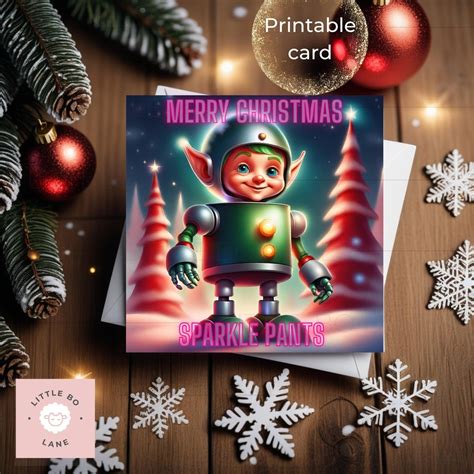 Elf Christmas Printable Card Elf Robot Christmas Card Video Etsy