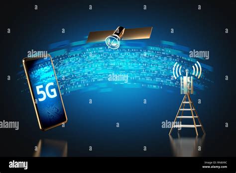High Speed Data Transfer Diagram Over 5g Network Concept 3d Rendering