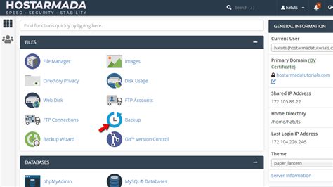 Generating Backups Through The Backup Feature In Cpanel Hostarmada