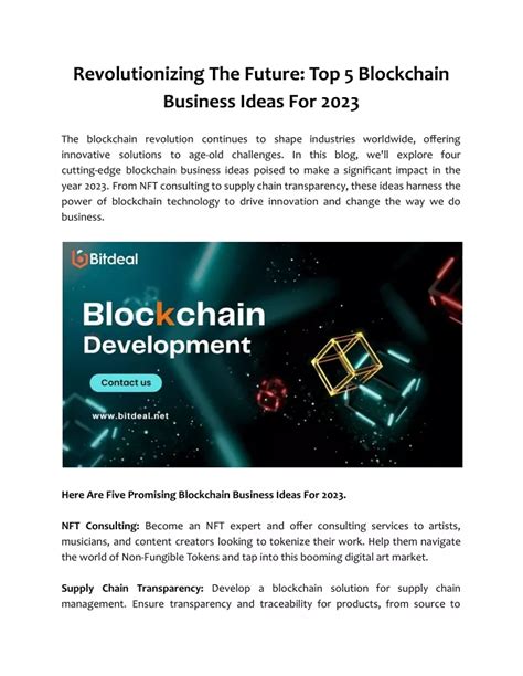 Ppt Revolutionizing The Future Top 5 Blockchain Business Ideas For 2023 Powerpoint