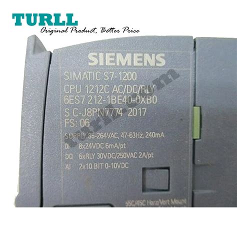 Siemens Simatic S7 1200 Cpu 1212c Compact Cpu Ac Dc Relay Memory 100 Kb 6es7212 1be40 0xb0