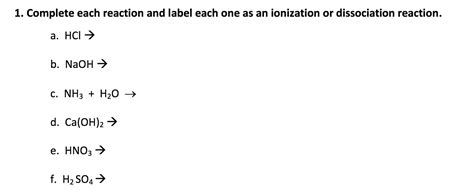 Solved Complete Each Reaction And Label Each One As An Chegg