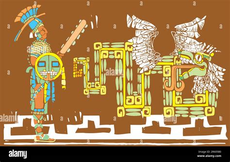 Mayan Warrior In Full Regalia And Kulkulcan Stock Vector Image And Art