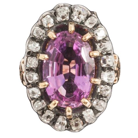 Antique Pink Topaz And Diamond Cluster Ring For Sale At 1stdibs