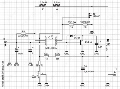 Circuit With Electronic Components Transistor Resistor Diode Capacitor Inductor Ic