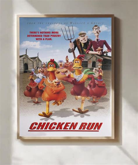 Chicken Run 2000 Movie Poster Funny Chicken Farm Poster Escape